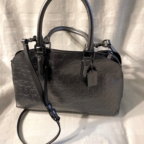 Coach | Bags | Coach Metallic Signature Leather Quinn Satchel | Poshmark
